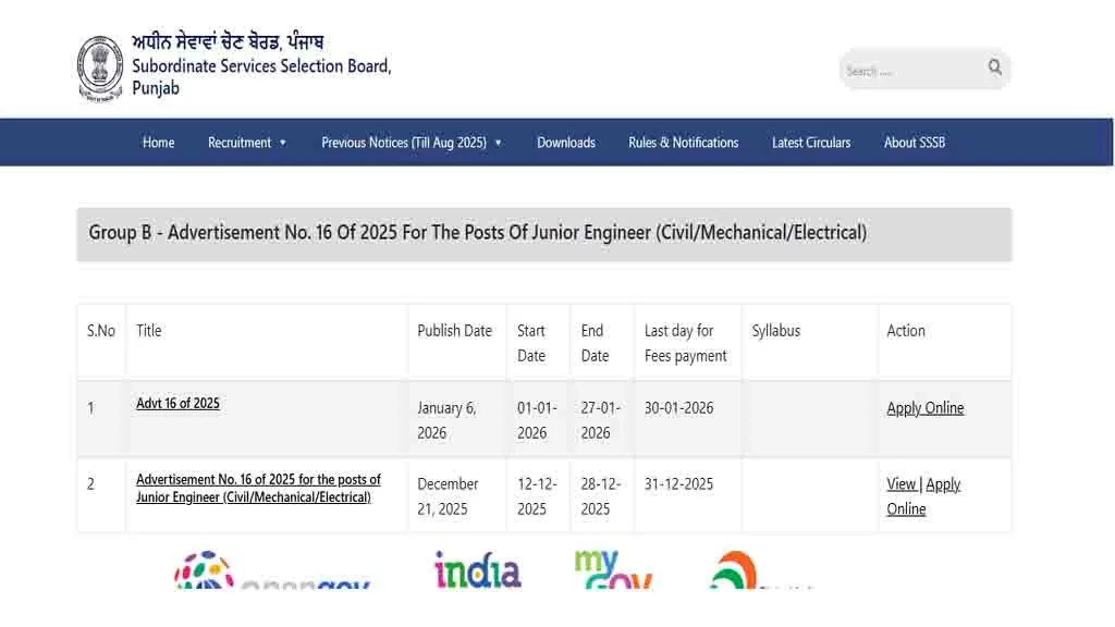 PSSSB Junior Engineer Recruitment 2025 – Notification, Vacancy & Apply ...
